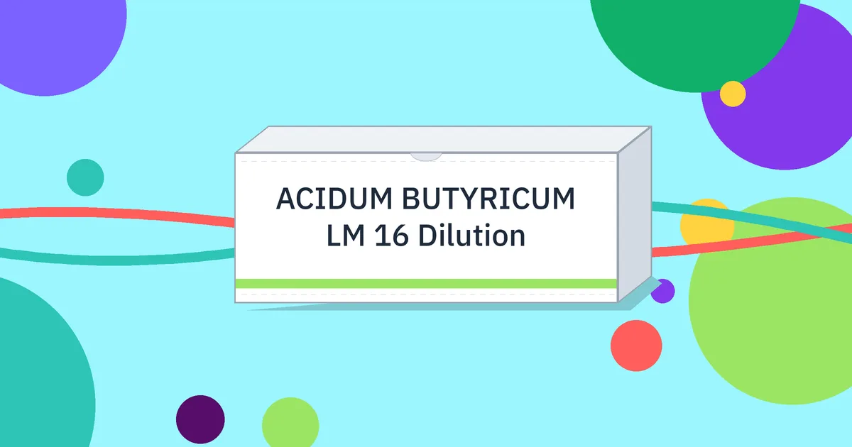 Symbolbild: Packung mit der Aufschrift ACIDUM BUTYRICUM LM 16 Dilution (PZN 13270741) – Verfügbarkeit und Bezug in Apotheken in Frankfurt am Main