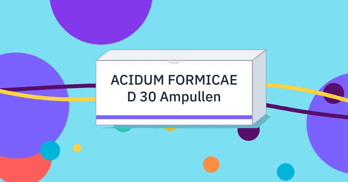 Symbolbild: Packung mit der Aufschrift ACIDUM FORMICAE D 30 Ampullen (PZN 07000380) – Verfügbarkeit und Bezug in Apotheken in Frankfurt am Main