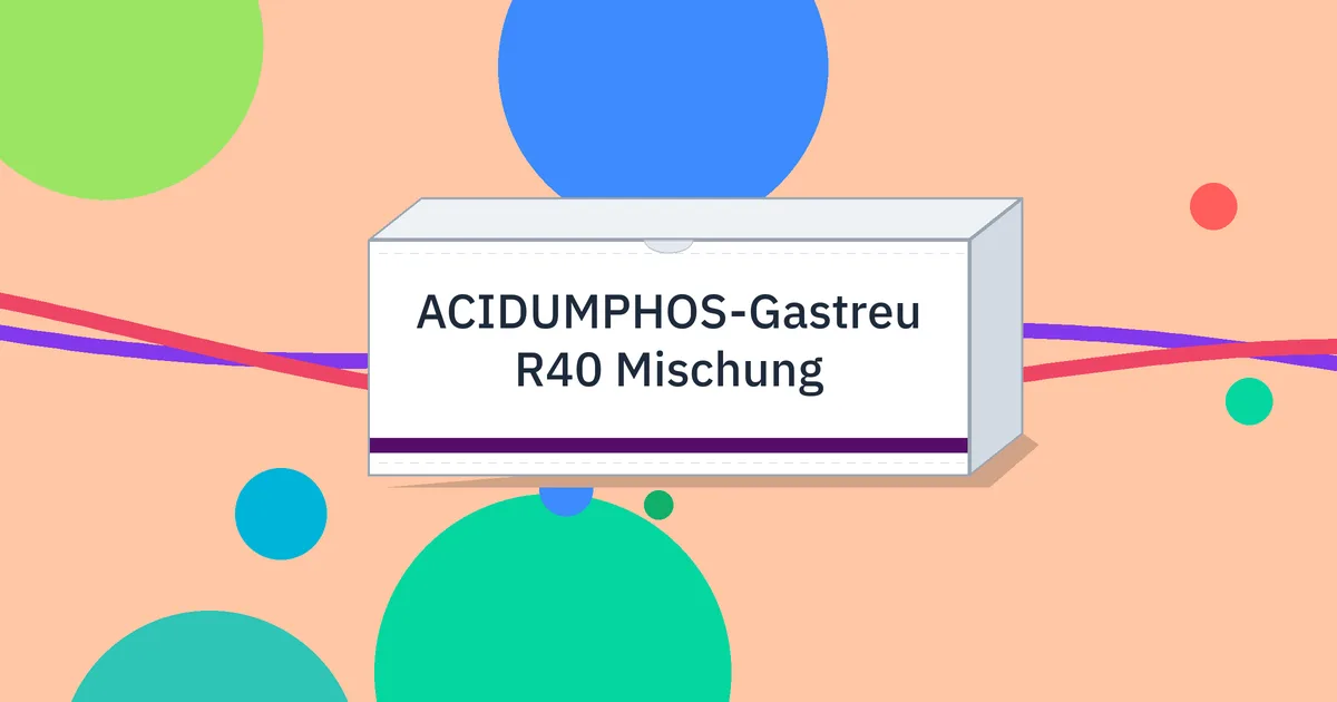 Symbolbild: Packung mit der Aufschrift ACIDUMPHOS-Gastreu R40 Mischung (PZN 02160831) – Verfügbarkeit und Bezug in Apotheken in Frankfurt am Main
