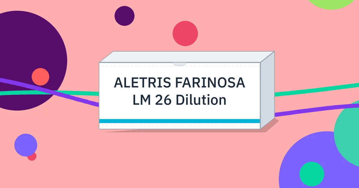 Symbolbild: Packung mit der Aufschrift ALETRIS FARINOSA LM 26 Dilution (PZN 13309851) – Verfügbarkeit und Bezug in Apotheken in Frankfurt am Main