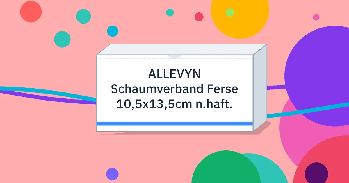 Symbolbild: Packung mit der Aufschrift ALLEVYN Schaumverband Ferse 10,5x13,5cm n.haft. (PZN 09686648) – Verfügbarkeit und Bezug in Apotheken in Frankfurt am Main