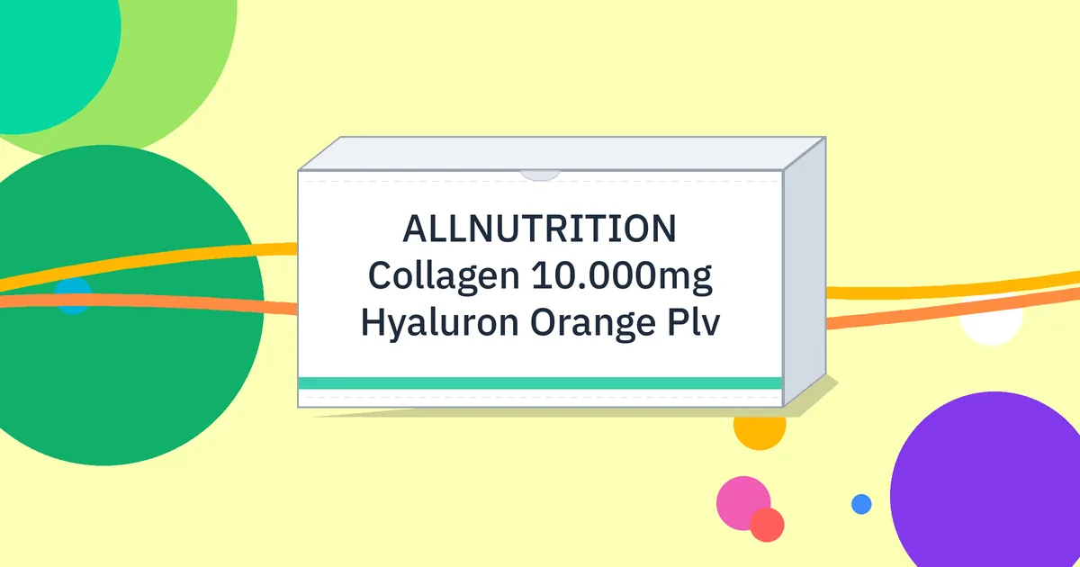 Symbolbild: Packung mit der Aufschrift ALLNUTRITION Collagen 10.000mg Hyaluron Orange Plv (PZN 20609370) – Verfügbarkeit und Bezug in Apotheken in Frankfurt am Main