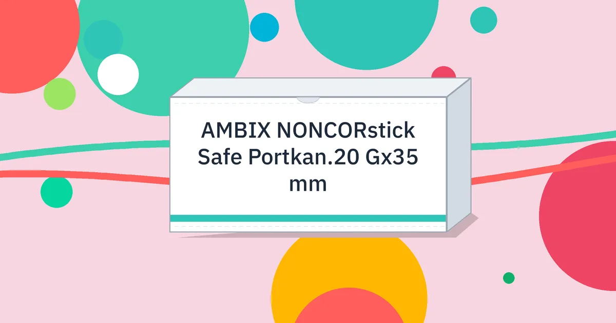 Symbolbild: Packung mit der Aufschrift AMBIX NONCORstick Safe Portkan.20 Gx35 mm (PZN 11223157) – Verfügbarkeit und Bezug in Apotheken in Frankfurt am Main
