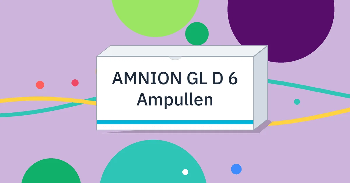 Symbolbild: Packung mit der Aufschrift AMNION GL D 6 Ampullen (PZN 03359204) – Verfügbarkeit und Bezug in Apotheken in Frankfurt am Main