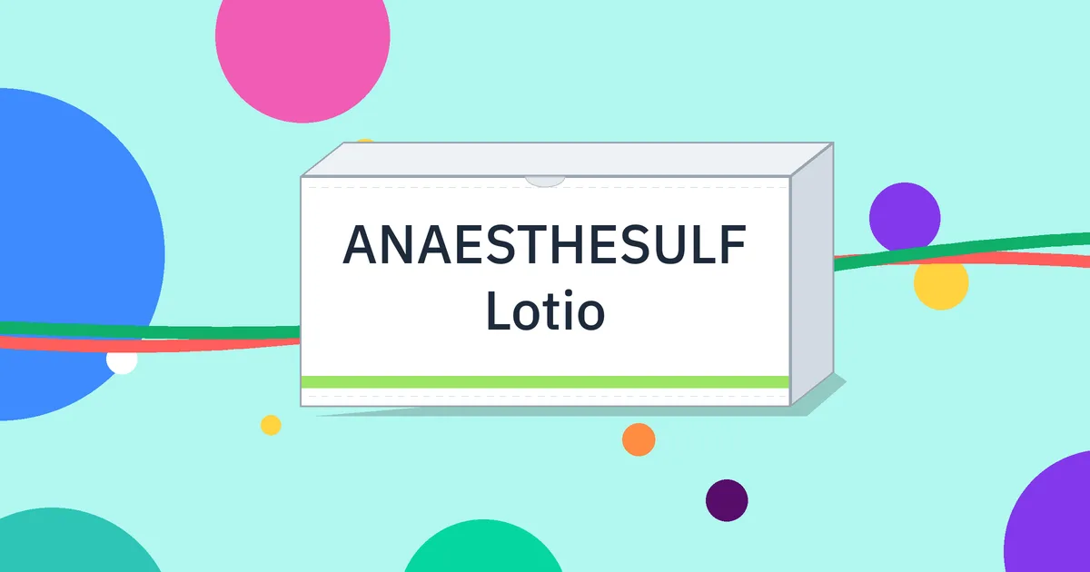 Symbolbild: Packung mit der Aufschrift ANAESTHESULF Lotio (PZN 00123435) – Verfügbarkeit und Bezug in Apotheken in Frankfurt am Main