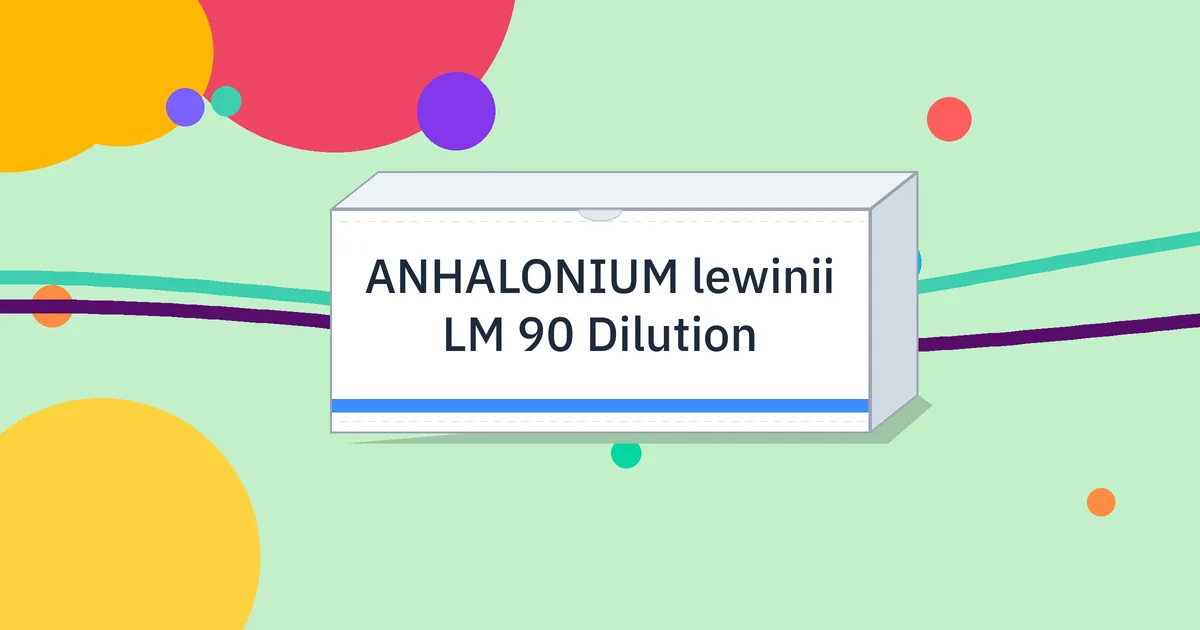 Symbolbild: Packung mit der Aufschrift ANHALONIUM lewinii LM 90 Dilution (PZN 13369190) – Verfügbarkeit und Bezug in Apotheken in Frankfurt am Main