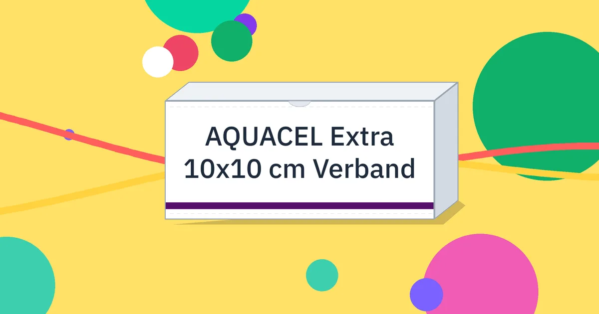 Symbolbild: Packung mit der Aufschrift AQUACEL Extra 10x10 cm Verband (PZN 11360925) – Verfügbarkeit und Bezug in Apotheken in Frankfurt am Main