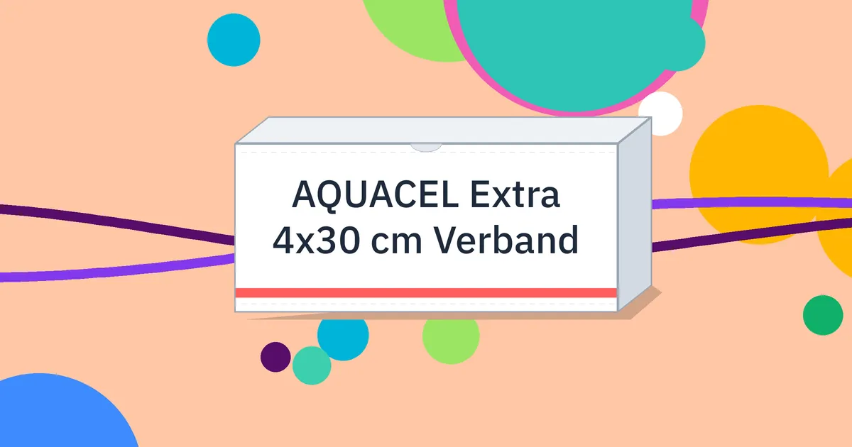 Symbolbild: Packung mit der Aufschrift AQUACEL Extra 4x30 cm Verband (PZN 10523868) – Verfügbarkeit und Bezug in Apotheken in Frankfurt am Main