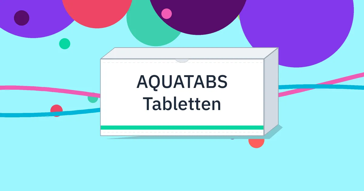 Symbolbild: Packung mit der Aufschrift AQUATABS Tabletten (PZN 11607768) – Verfügbarkeit und Bezug in Apotheken in Frankfurt am Main