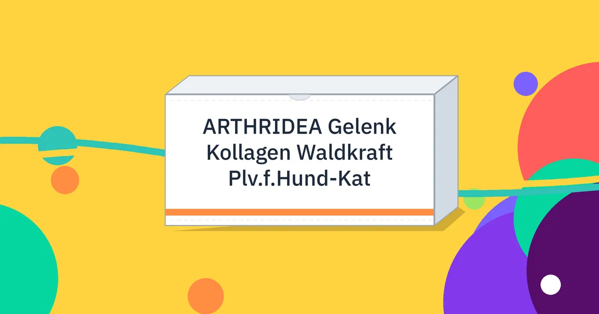 Symbolbild: Packung mit der Aufschrift ARTHRIDEA Gelenk Kollagen Waldkraft Plv.f.Hund-Kat (PZN 20637314) – Verfügbarkeit und Bezug in Apotheken in Frankfurt am Main