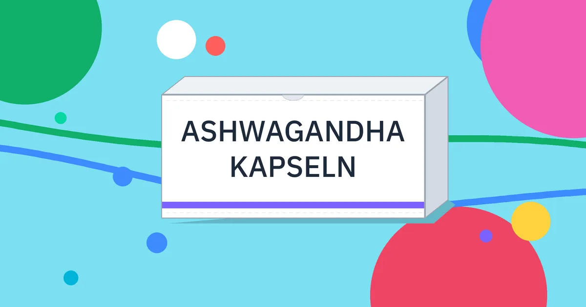 Symbolbild: Packung mit der Aufschrift ASHWAGANDHA KAPSELN (PZN 16354384) – Verfügbarkeit und Bezug in Apotheken in Frankfurt am Main