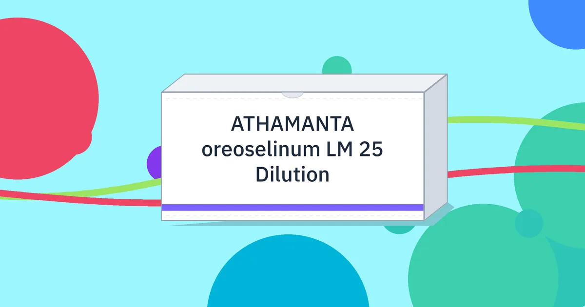 Symbolbild: Packung mit der Aufschrift ATHAMANTA oreoselinum LM 25 Dilution (PZN 13406198) – Verfügbarkeit und Bezug in Apotheken in Frankfurt am Main