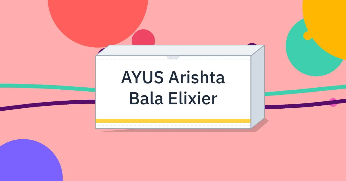 Symbolbild: Packung mit der Aufschrift AYUS Arishta Bala Elixier (PZN 16706860) – Verfügbarkeit und Bezug in Apotheken in Frankfurt am Main