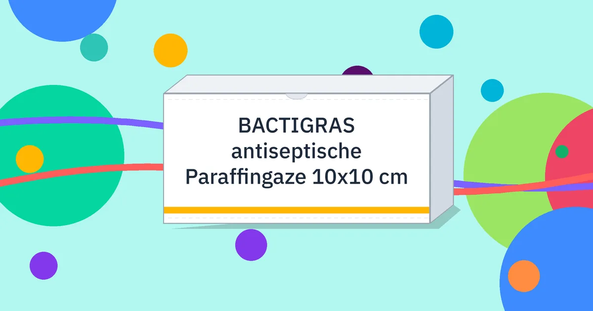 Symbolbild: Packung mit der Aufschrift BACTIGRAS antiseptische Paraffingaze 10x10 cm (PZN 17938058) – Verfügbarkeit und Bezug in Apotheken in Frankfurt am Main