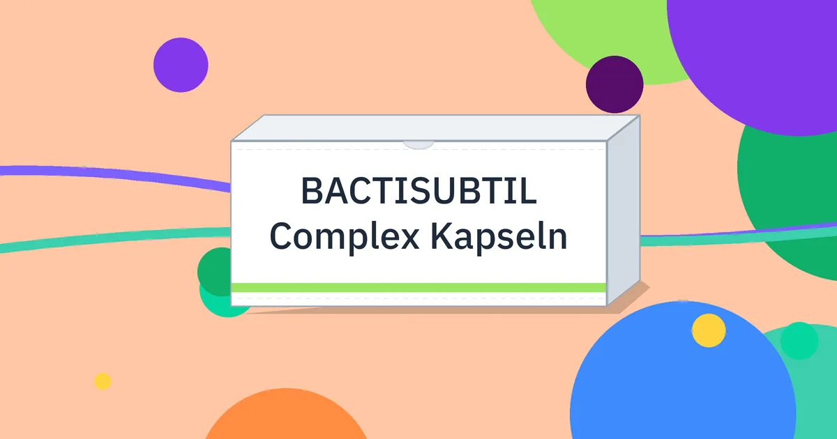 Symbolbild: Packung mit der Aufschrift BACTISUBTIL Complex Kapseln (PZN 04479755) – Verfügbarkeit und Bezug in Apotheken in Frankfurt am Main