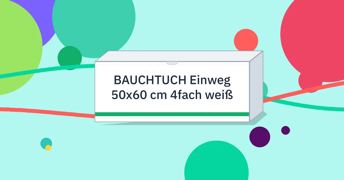 Symbolbild: Packung mit der Aufschrift BAUCHTUCH Einweg 50x60 cm 4fach weiß (PZN 07572165) – Verfügbarkeit und Bezug in Apotheken in Frankfurt am Main