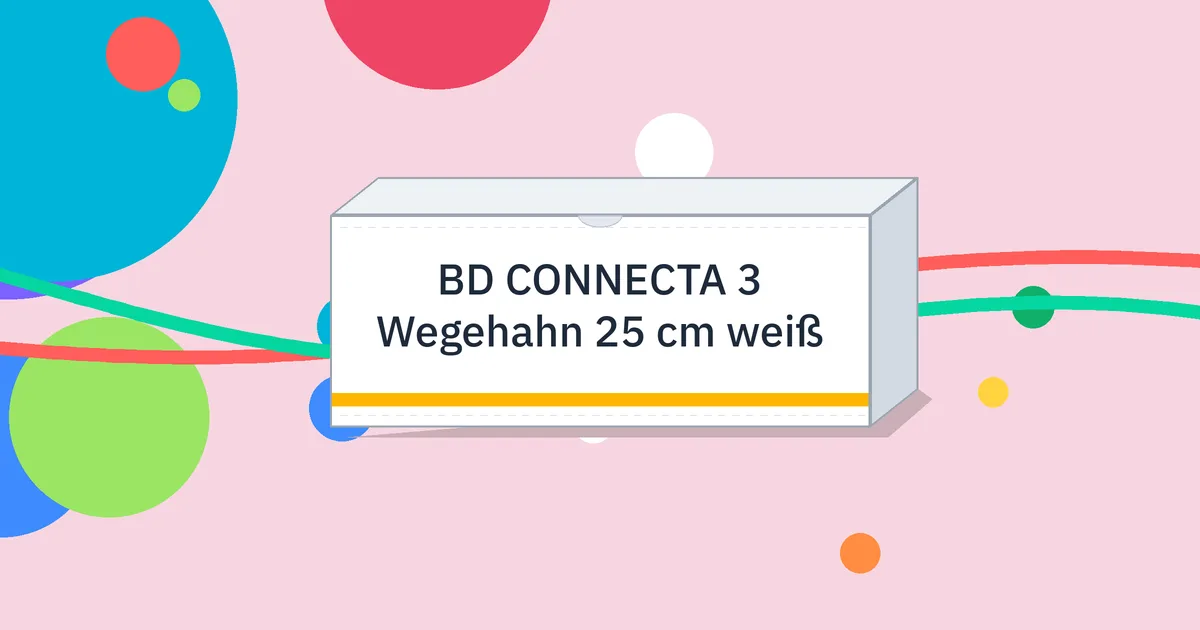 Symbolbild: Packung mit der Aufschrift BD CONNECTA 3 Wegehahn 25 cm weiß (PZN 02064197) – Verfügbarkeit und Bezug in Apotheken in Frankfurt am Main