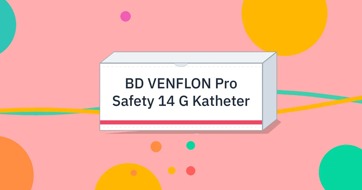 Symbolbild: Packung mit der Aufschrift BD VENFLON Pro Safety 14 G Katheter (PZN 07558745) – Verfügbarkeit und Bezug in Apotheken in Frankfurt am Main
