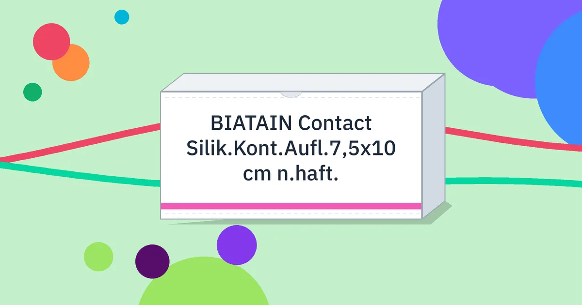 Symbolbild: Packung mit der Aufschrift BIATAIN Contact Silik.Kont.Aufl.7,5x10 cm n.haft. (PZN 15628738) – Verfügbarkeit und Bezug in Apotheken in Frankfurt am Main