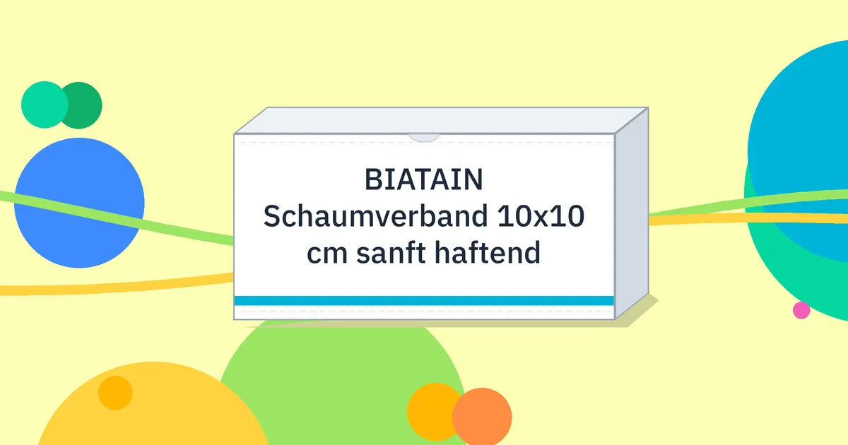 Symbolbild: Packung mit der Aufschrift BIATAIN Schaumverband 10x10 cm sanft haftend (PZN 19698983) – Verfügbarkeit und Bezug in Apotheken in Frankfurt am Main