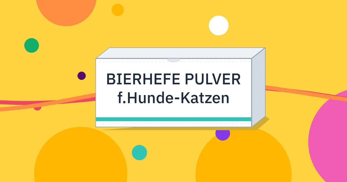 Symbolbild: Packung mit der Aufschrift BIERHEFE PULVER f.Hunde-Katzen (PZN 12893724) – Verfügbarkeit und Bezug in Apotheken in Frankfurt am Main
