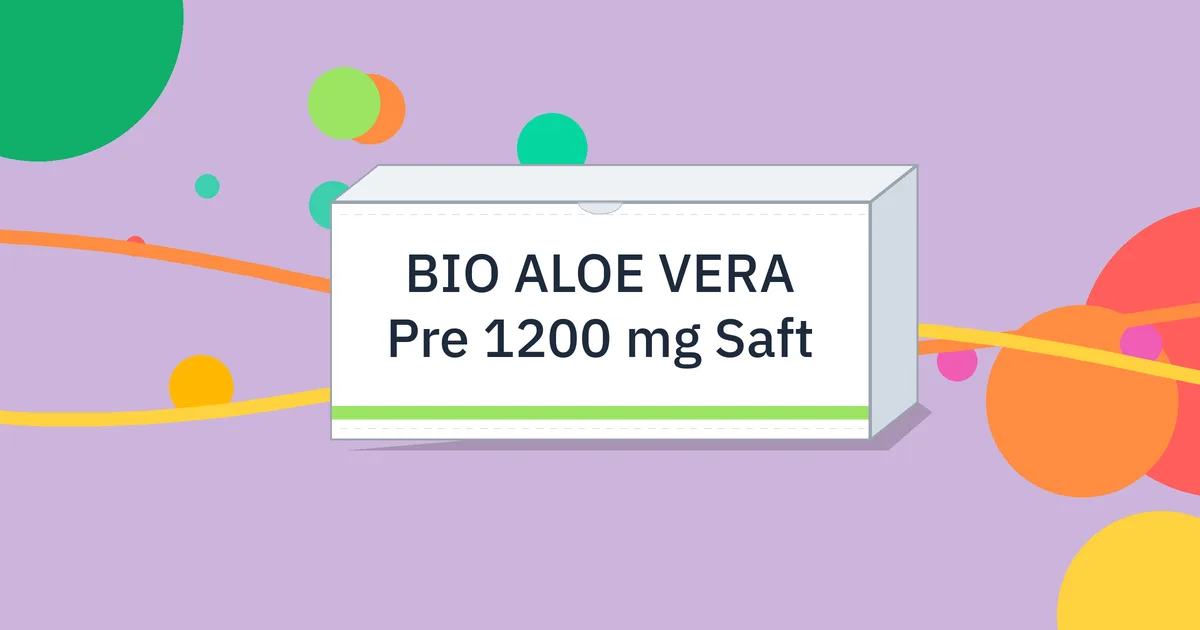Symbolbild: Packung mit der Aufschrift BIO ALOE VERA Pre 1200 mg Saft (PZN 09462245) – Verfügbarkeit und Bezug in Apotheken in Frankfurt am Main