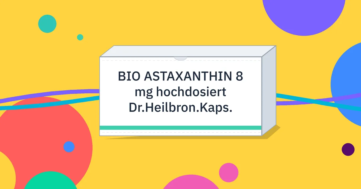 Symbolbild: Packung mit der Aufschrift BIO ASTAXANTHIN 8 mg hochdosiert Dr.Heilbron.Kaps. (PZN 17989073) – Verfügbarkeit und Bezug in Apotheken in Frankfurt am Main