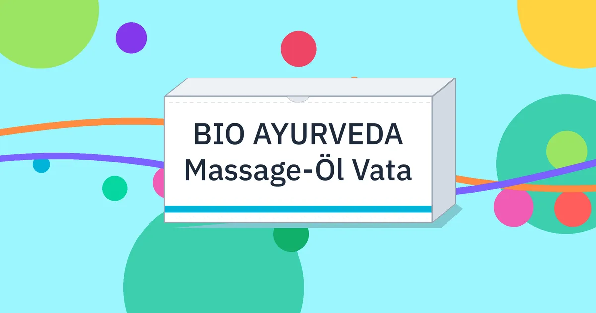 Symbolbild: Packung mit der Aufschrift BIO AYURVEDA Massage-Öl Vata (PZN 05549239) – Verfügbarkeit und Bezug in Apotheken in Frankfurt am Main
