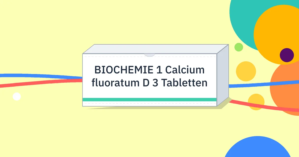 Symbolbild: Packung mit der Aufschrift BIOCHEMIE 1 Calcium fluoratum D 3 Tabletten (PZN 04324596) – Verfügbarkeit und Bezug in Apotheken in Frankfurt am Main