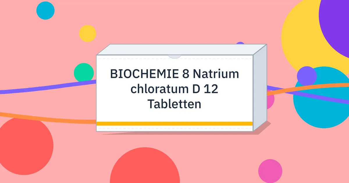 Symbolbild: Packung mit der Aufschrift BIOCHEMIE 8 Natrium chloratum D 12 Tabletten (PZN 01073751) – Verfügbarkeit und Bezug in Apotheken in Frankfurt am Main