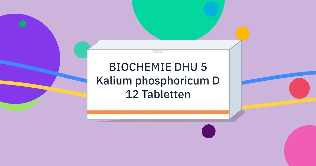 Symbolbild: Packung mit der Aufschrift BIOCHEMIE DHU 5 Kalium phosphoricum D 12 Tabletten (PZN 18182616) – Verfügbarkeit und Bezug in Apotheken in Frankfurt am Main