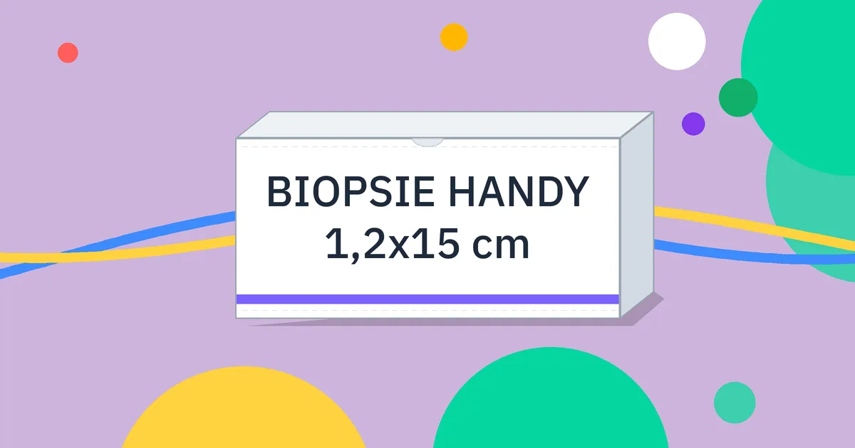 Symbolbild: Packung mit der Aufschrift BIOPSIE HANDY 1,2x15 cm (PZN 20085429) – Verfügbarkeit und Bezug in Apotheken in Frankfurt am Main
