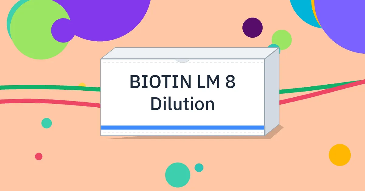 Symbolbild: Packung mit der Aufschrift BIOTIN LM 8 Dilution (PZN 12794212) – Verfügbarkeit und Bezug in Apotheken in Frankfurt am Main