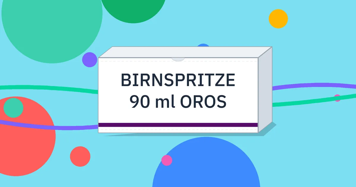 Symbolbild: Packung mit der Aufschrift BIRNSPRITZE 90 ml OROS (PZN 03326096) – Verfügbarkeit und Bezug in Apotheken in Frankfurt am Main