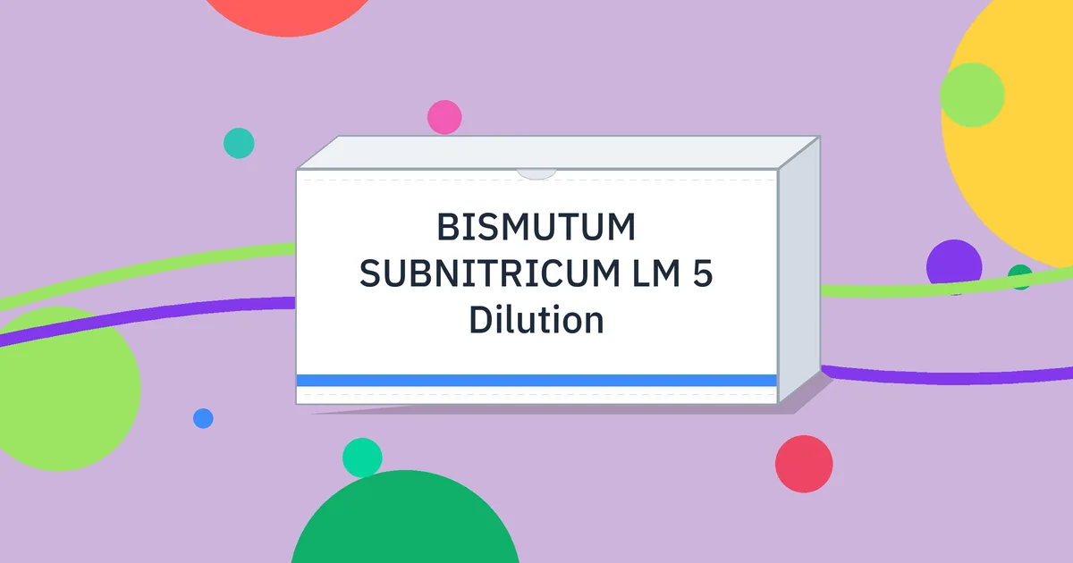 Symbolbild: Packung mit der Aufschrift BISMUTUM SUBNITRICUM LM 5 Dilution (PZN 13388514) – Verfügbarkeit und Bezug in Apotheken in Frankfurt am Main