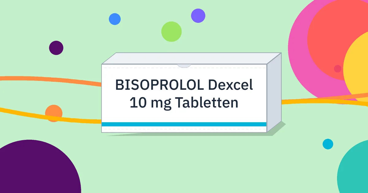 Symbolbild: Packung mit der Aufschrift BISOPROLOL Dexcel 10 mg Tabletten (PZN 09611952) – Verfügbarkeit und Bezug in Apotheken in Frankfurt am Main