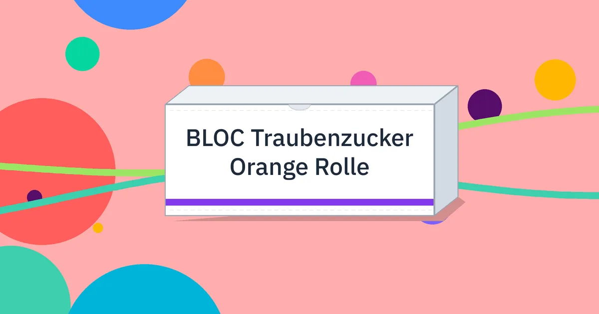 Symbolbild: Packung mit der Aufschrift BLOC Traubenzucker Orange Rolle (PZN 02700291) – Verfügbarkeit und Bezug in Apotheken in Frankfurt am Main