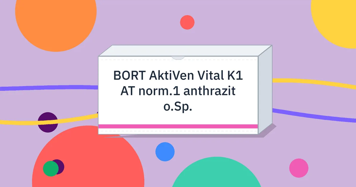 Symbolbild: Packung mit der Aufschrift BORT AktiVen Vital K1 AT norm.1 anthrazit o.Sp. (PZN 13742329) – Verfügbarkeit und Bezug in Apotheken in Frankfurt am Main