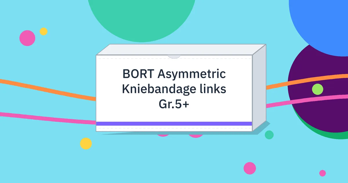 Symbolbild: Packung mit der Aufschrift BORT Asymmetric Kniebandage links Gr.5+ (PZN 16843410) – Verfügbarkeit und Bezug in Apotheken in Frankfurt am Main