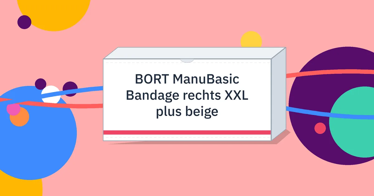 Symbolbild: Packung mit der Aufschrift BORT ManuBasic Bandage rechts XXL plus beige (PZN 18269955) – Verfügbarkeit und Bezug in Apotheken in Frankfurt am Main