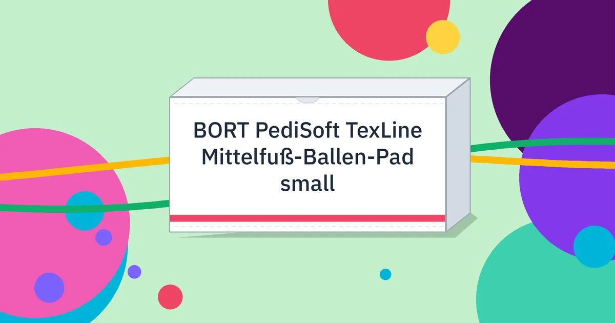 Symbolbild: Packung mit der Aufschrift BORT PediSoft TexLine Mittelfuß-Ballen-Pad small (PZN 10207506) – Verfügbarkeit und Bezug in Apotheken in Frankfurt am Main