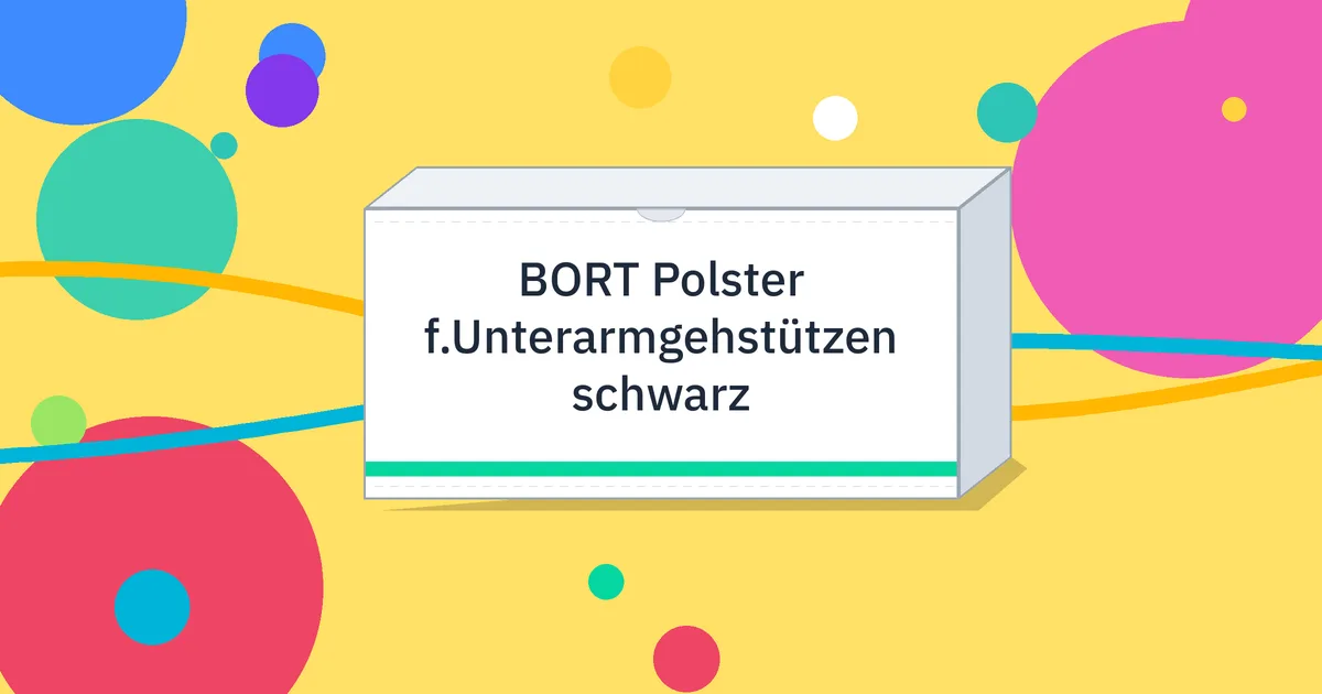 Symbolbild: Packung mit der Aufschrift BORT Polster f.Unterarmgehstützen schwarz (PZN 07432582) – Verfügbarkeit und Bezug in Apotheken in Frankfurt am Main