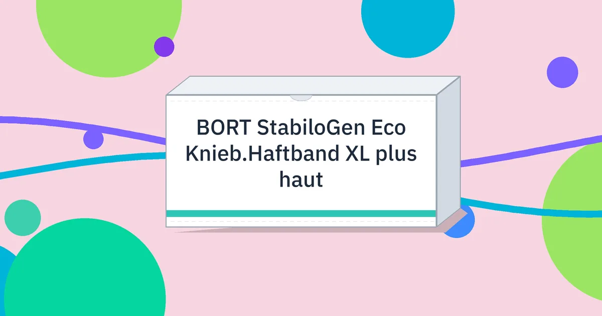 Symbolbild: Packung mit der Aufschrift BORT StabiloGen Eco Knieb.Haftband XL plus haut (PZN 13424434) – Verfügbarkeit und Bezug in Apotheken in Frankfurt am Main