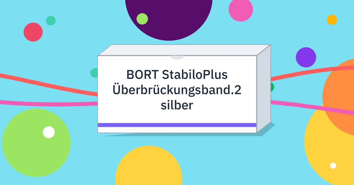 Symbolbild: Packung mit der Aufschrift BORT StabiloPlus Überbrückungsband.2 silber (PZN 05873112) – Verfügbarkeit und Bezug in Apotheken in Frankfurt am Main