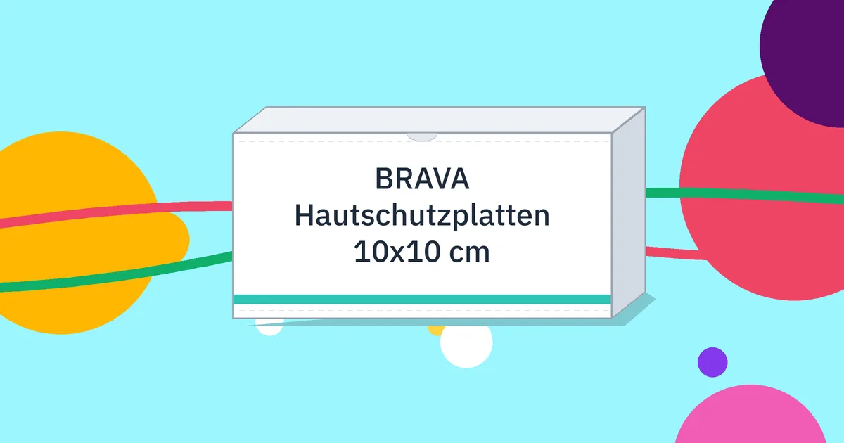 Symbolbild: Packung mit der Aufschrift BRAVA Hautschutzplatten 10x10 cm (PZN 09543618) – Verfügbarkeit und Bezug in Apotheken in Frankfurt am Main