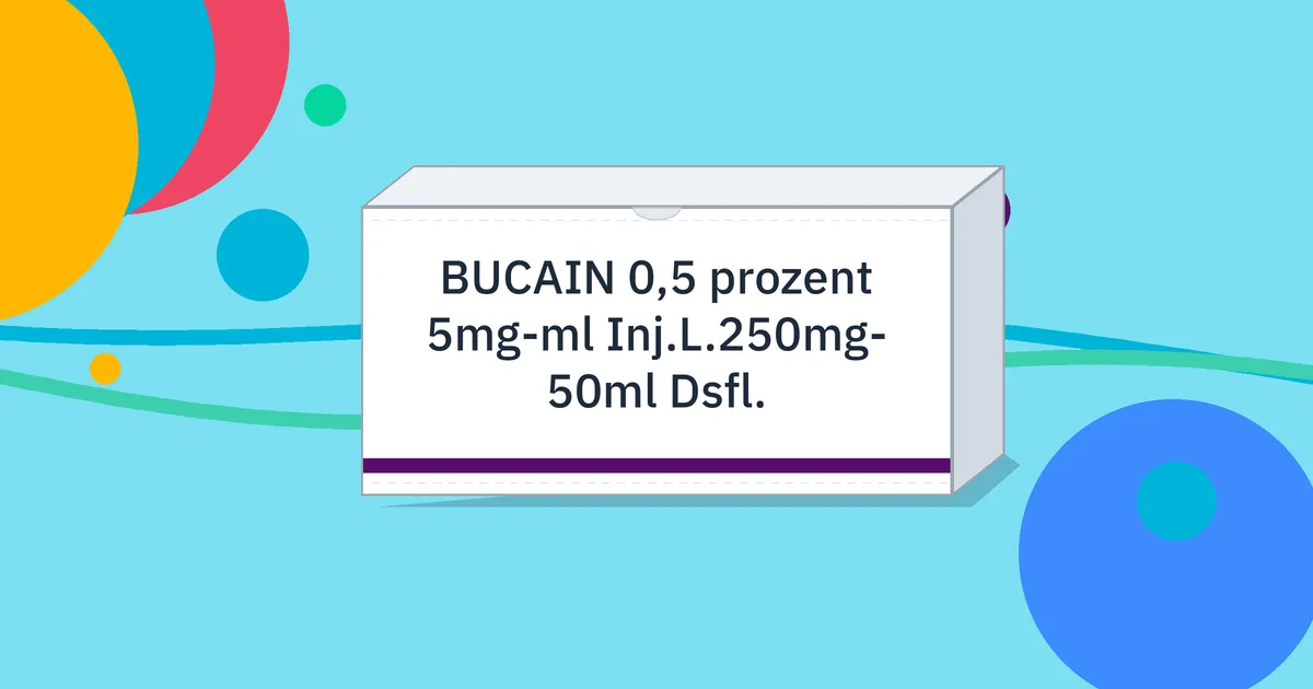 Symbolbild: Packung mit der Aufschrift BUCAIN 0,5 prozent 5mg-ml Inj.L.250mg-50ml Dsfl. (PZN 11353701) – Verfügbarkeit und Bezug in Apotheken in Frankfurt am Main