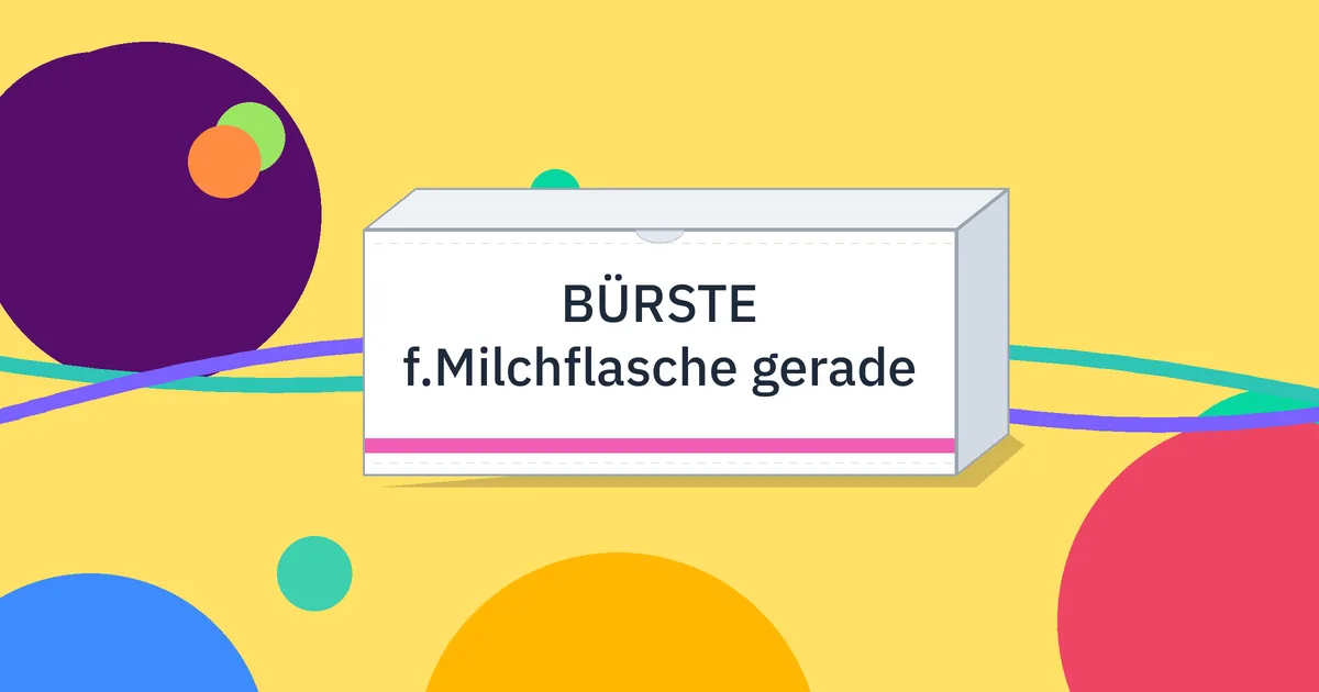 Symbolbild: Packung mit der Aufschrift BÜRSTE f.Milchflasche gerade (PZN 01732716) – Verfügbarkeit und Bezug in Apotheken in Frankfurt am Main