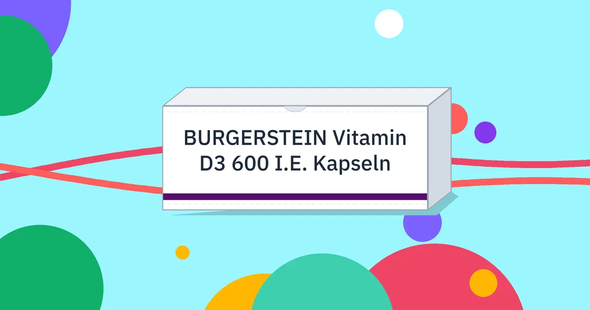 Symbolbild: Packung mit der Aufschrift BURGERSTEIN Vitamin D3 600 I.E. Kapseln (PZN 14303862) – Verfügbarkeit und Bezug in Apotheken in Frankfurt am Main