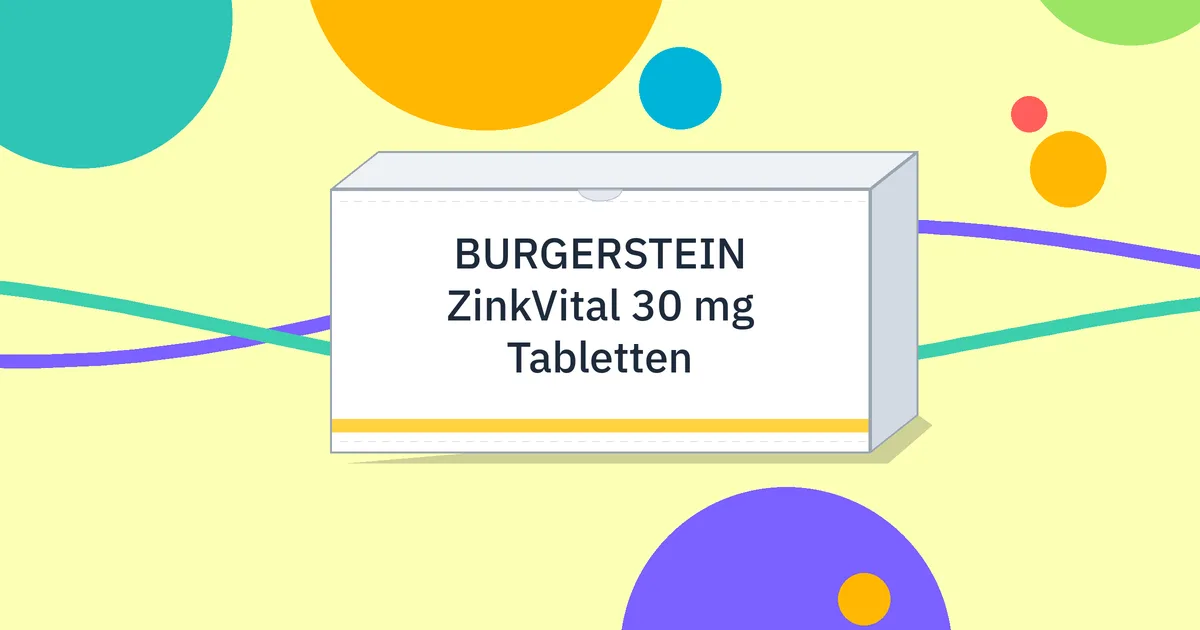 Symbolbild: Packung mit der Aufschrift BURGERSTEIN ZinkVital 30 mg Tabletten (PZN 17375359) – Verfügbarkeit und Bezug in Apotheken in Frankfurt am Main