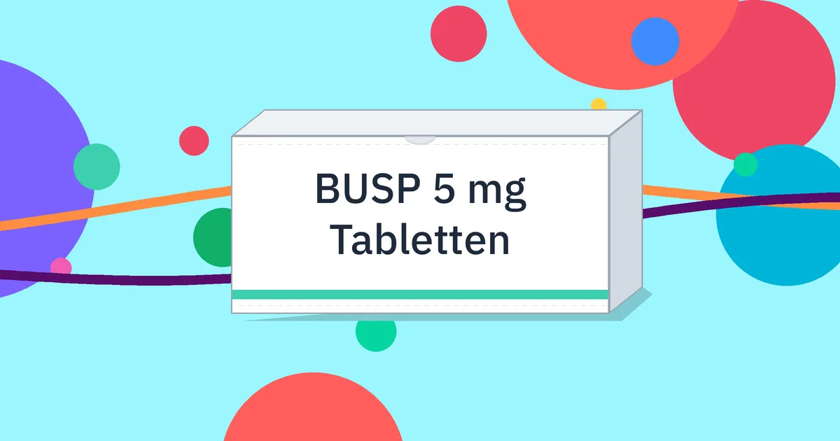 Symbolbild: Packung mit der Aufschrift BUSP 5 mg Tabletten (PZN 08671952) – Verfügbarkeit und Bezug in Apotheken in Frankfurt am Main